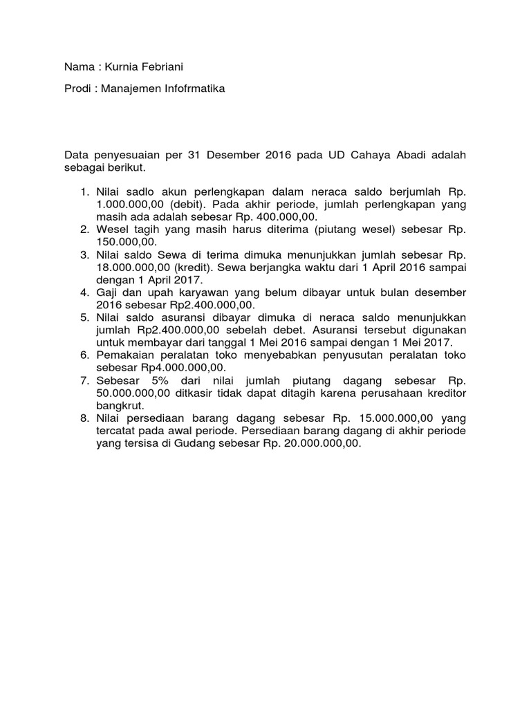 Jurnal Penyesuaian Nia | PDF