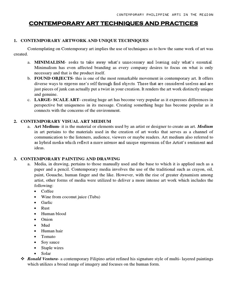 Contemporary Art Techniques and Practices | PDF | Drawing | Paintings