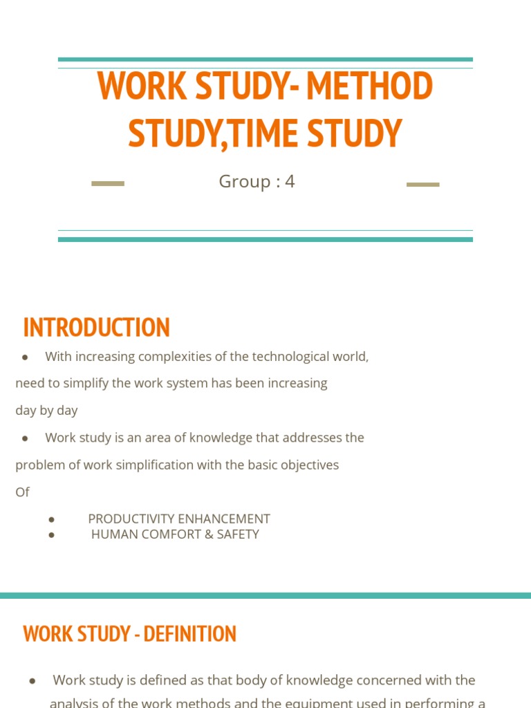 Work Study Including Method Study and Time Study | PDF | Employment | Time