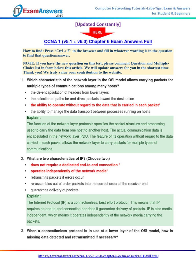 (Updated Constantly) : CCNA 1 (v5.1 + v6.0) Chapter 6 Exam Answers Full | Download Free PDF ...