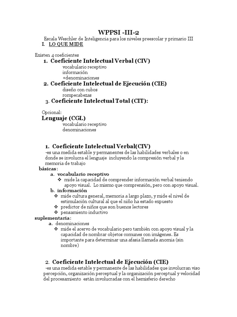 Wppsi - Iii-2 2-3 | PDF | Cociente de inteligencia | Inteligencia