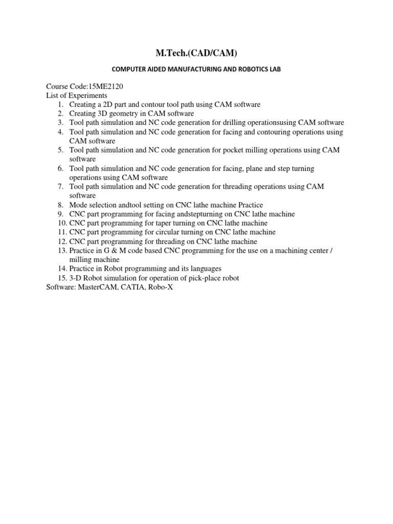 CAM & Robotics Lab Manual+27-07-16 GVPCOE | PDF | Numerical Control ...