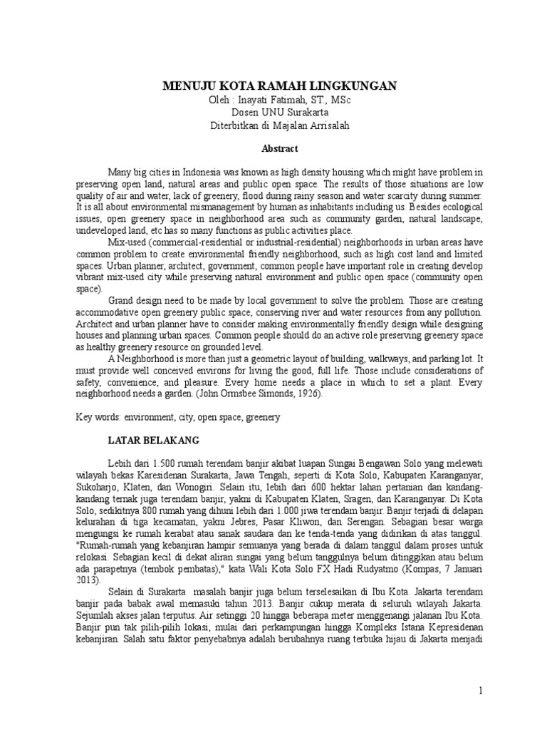 Kota Ramah Lingkungan | PDF | Water Resources | Environmental Design