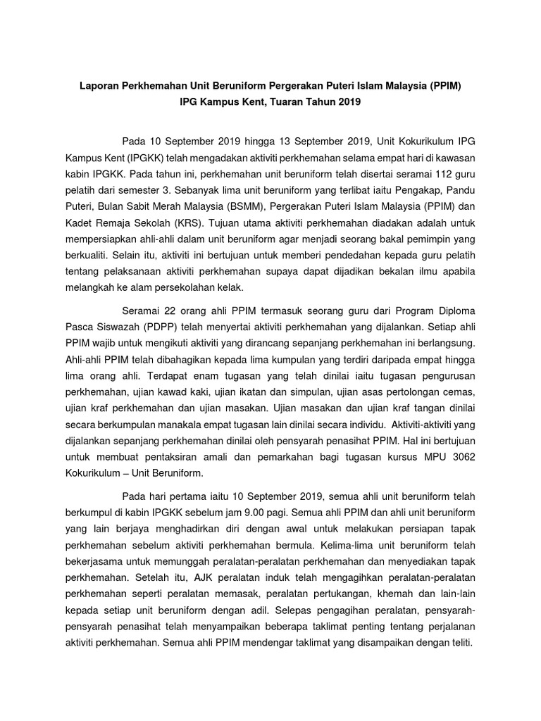 Laporan Perkhemahan Ub 2 | PDF