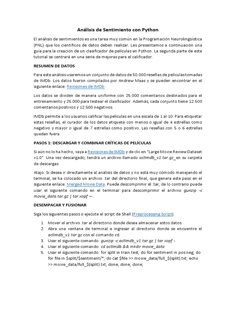 Análisis de Sentimientos Con Python (Parte 1) | PDF | Archivo de ...