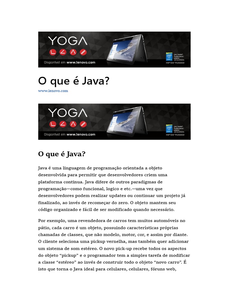 O que é Java | PDF | Java (linguagem de programação) | Linguagem de ...