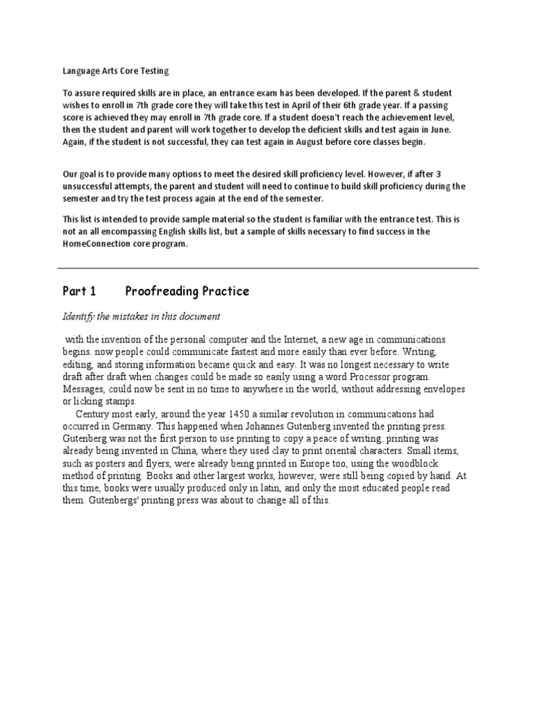 Proofreading Practice: Identify The Mistakes in This Document | PDF ...