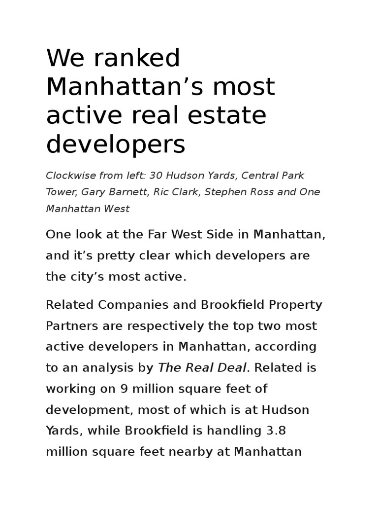 Manhattan Companies Copy 2 | PDF | Economy Of The United States | Real ...