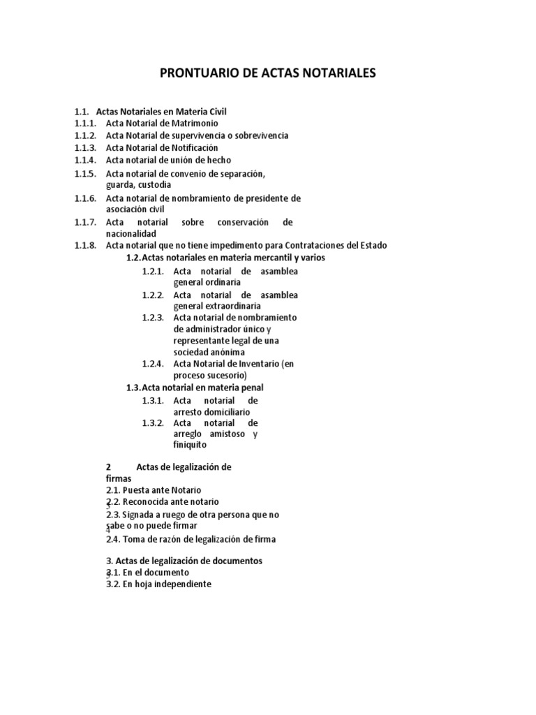 Prontuario de Actas Notariales. Individual | PDF