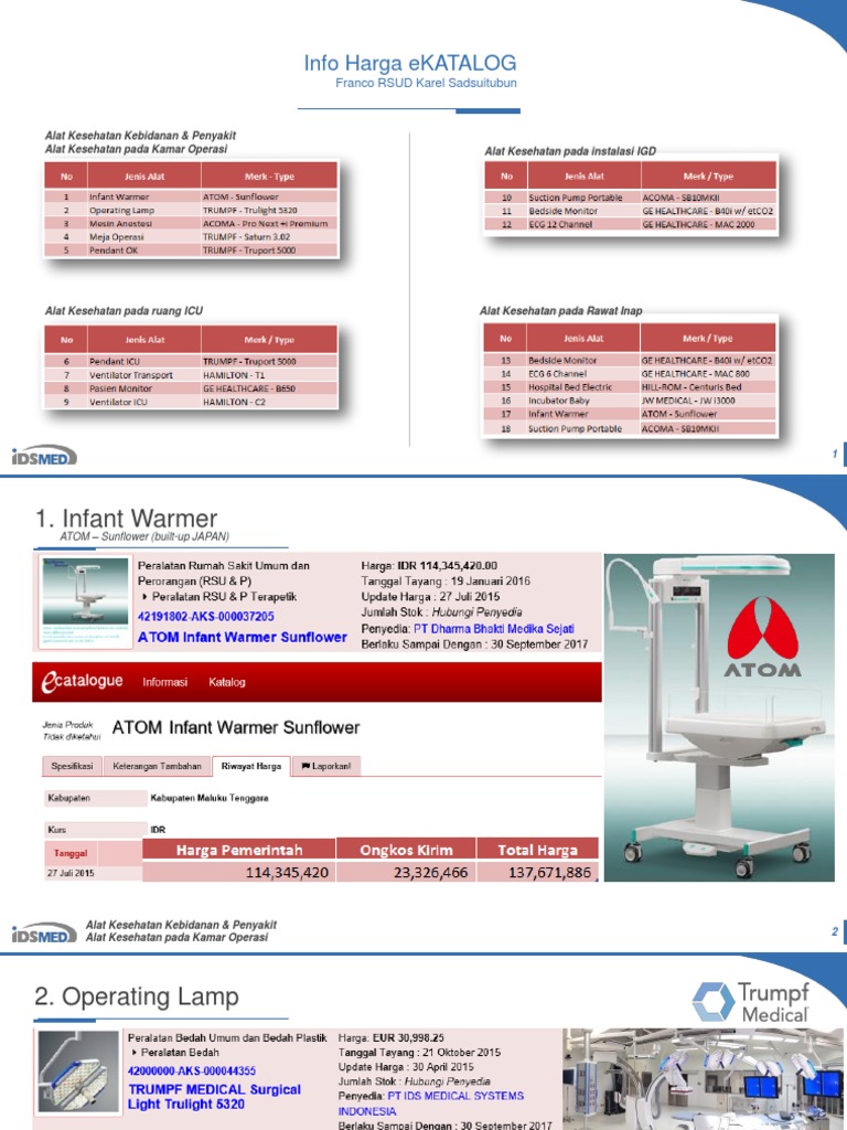 2018 Info Harga EKATALOG Ke RSUD Karel Sadsuitubun | PDF