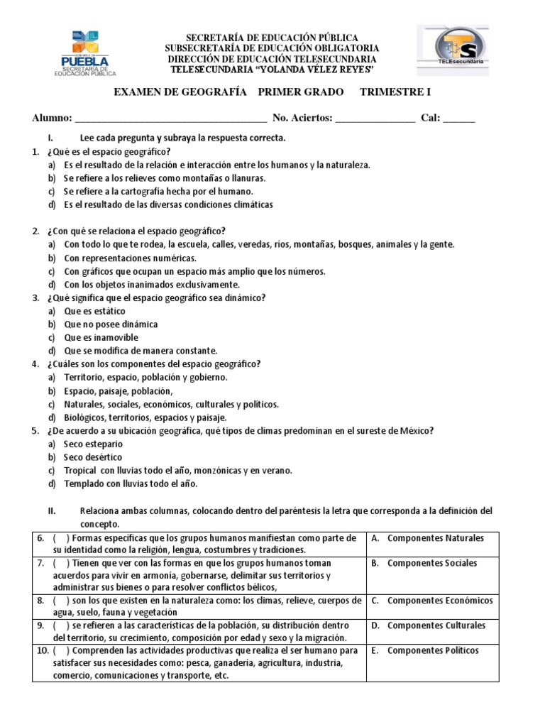 Examen de Geografia | Mapa | Tierra