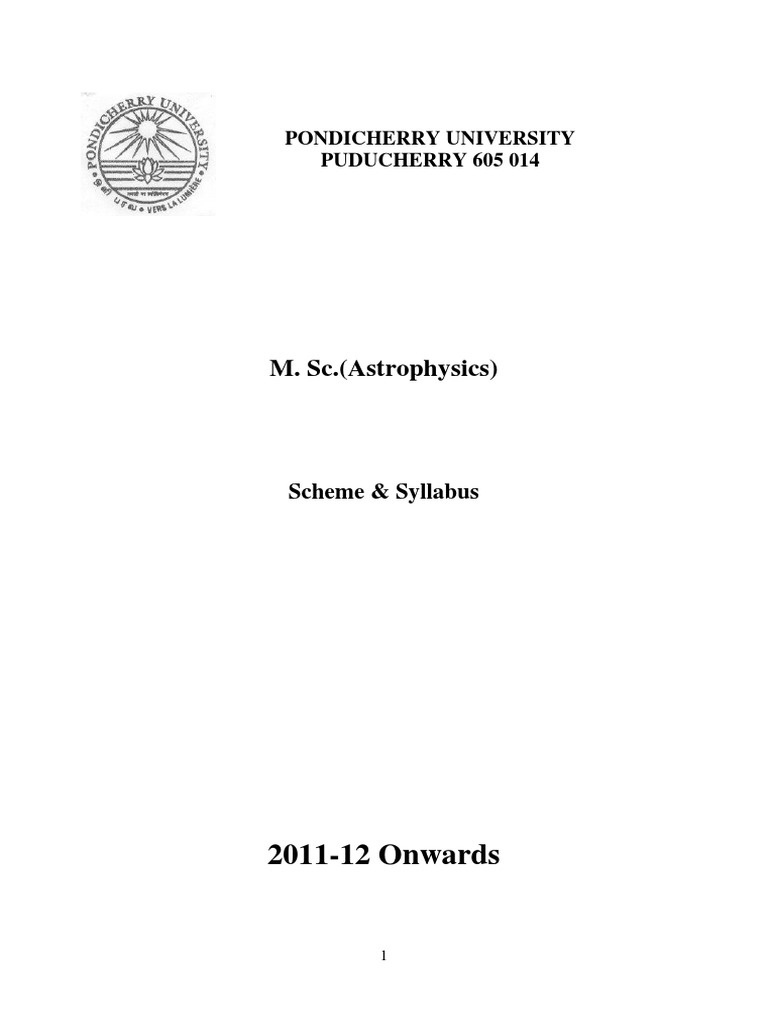 M.SC Syllabus Astrophysics IV | PDF | Spectroscopy | Neutrino