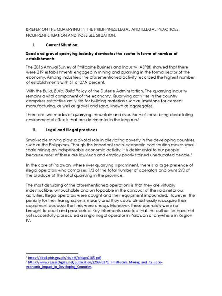 Briefer On The Quarrying in The Philippines | PDF | Erosion | Topsoil