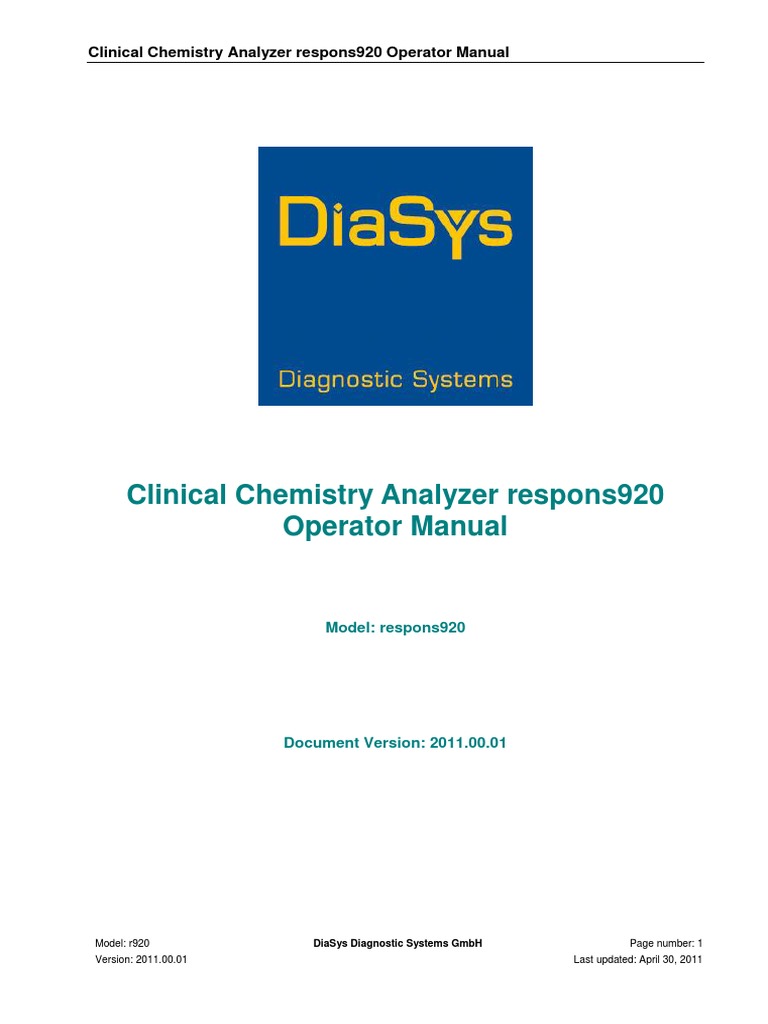 Respons920 Analyzer Operator Manual | PDF | Barcode | Assay