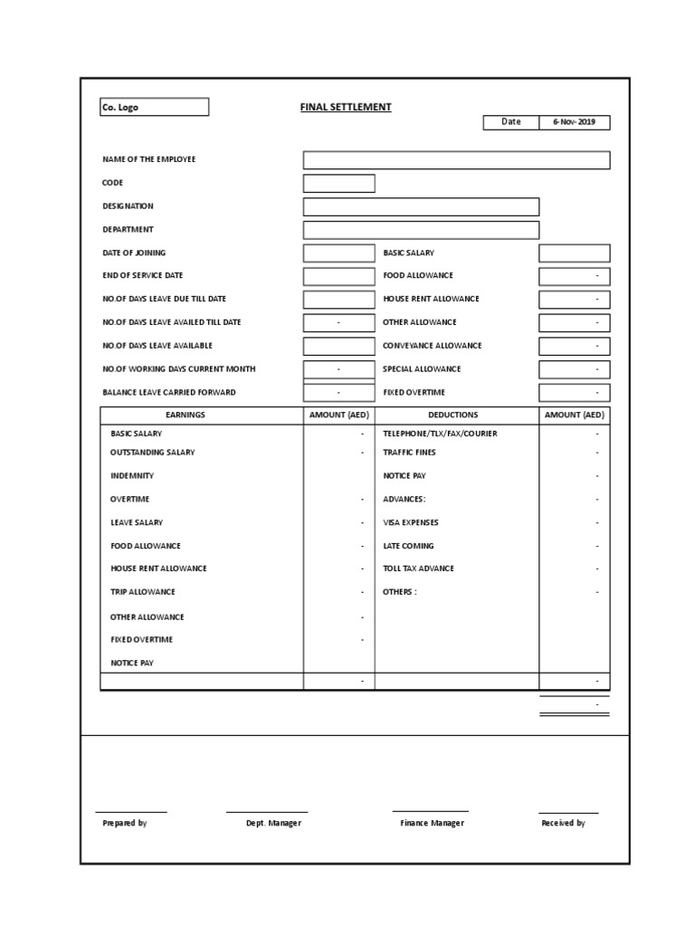 2 - Final Settlement Format | PDF | Salary | Government Finances