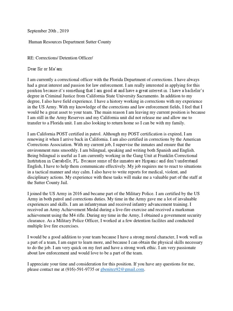 Guido Benitez Cover Letter 1 1 | PDF | Crime & Violence | Crime Thriller