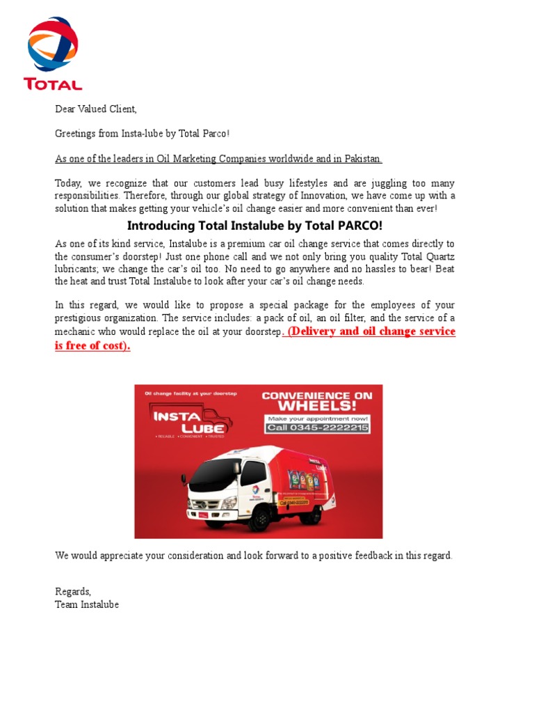 Introducing Total Instalube by Total PARCO!: (Delivery and Oil Change ...