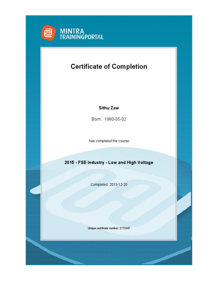 FSE LV&HV CourseCertificate | PDF