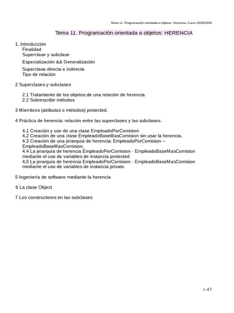 Tema 11 Herencia | Descargar gratis PDF | Herencia (Programación Orientada a Objetos) | Objeto ...