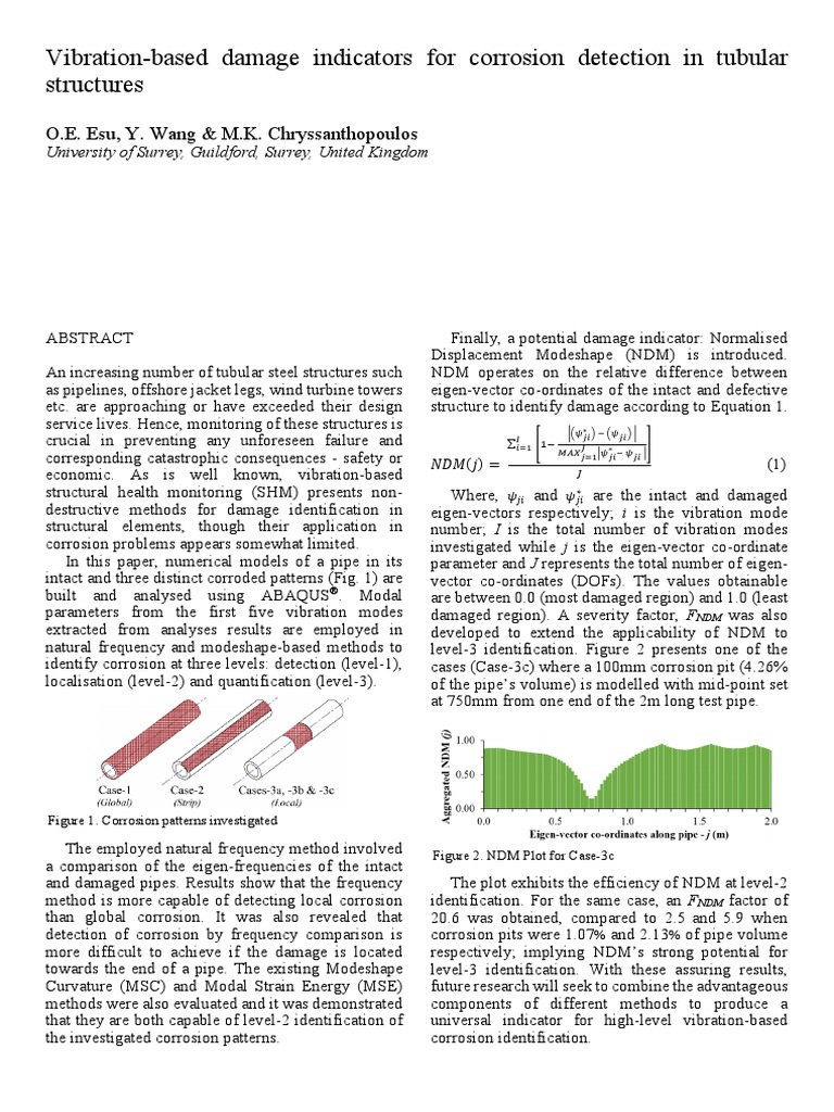 Vibration-Based Damage Indicators For Corrosion Damage Identification ...