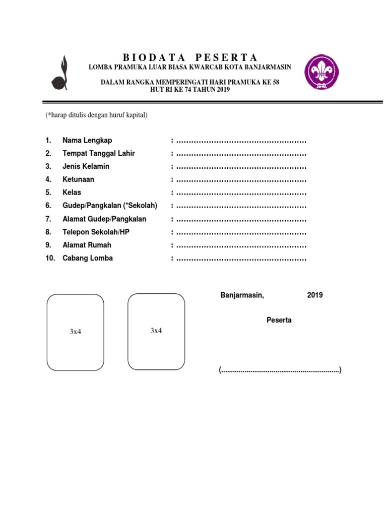 Formulir Lomba Pramuka | PDF