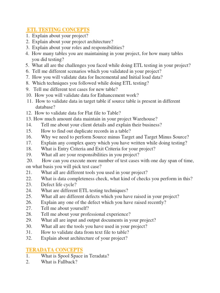 Etl Interview Questions | PDF | Data Warehouse | Data Etl Interview Questions | PDF | Data Warehouse | Data