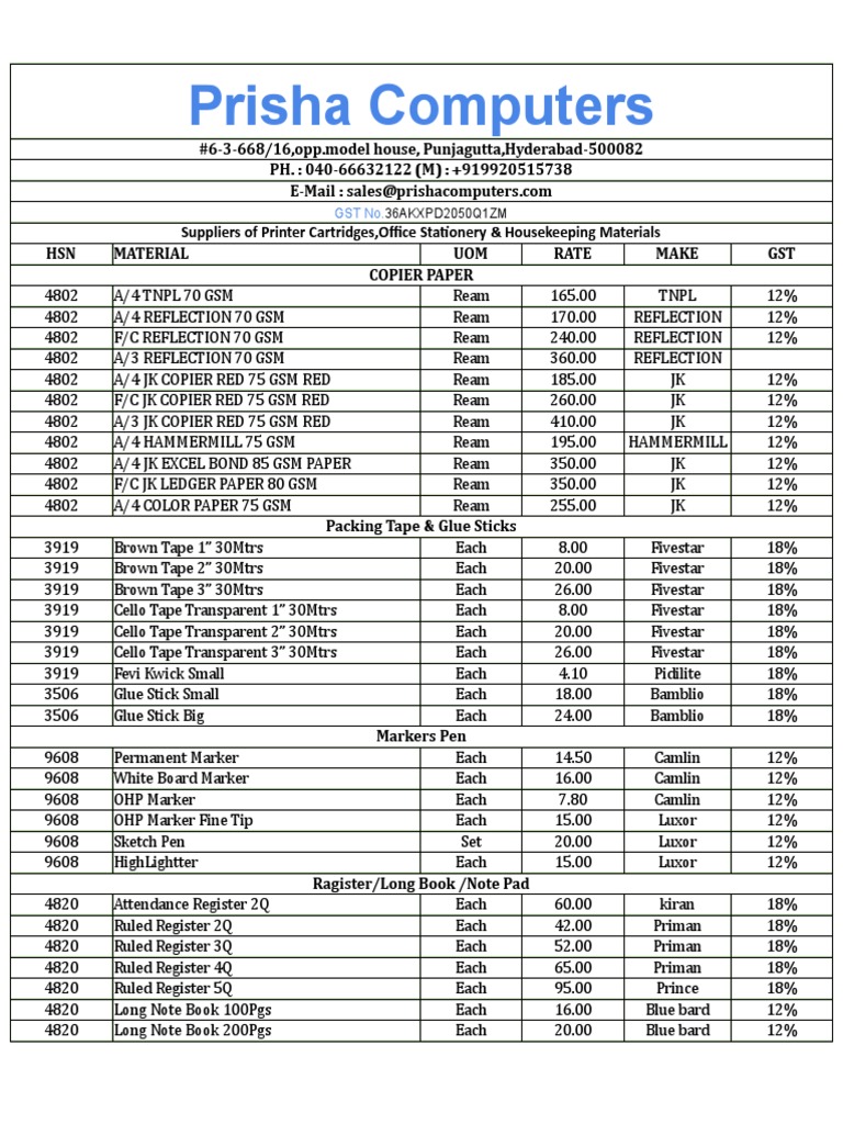 Prisha Stationery | PDF | Printing | Office Work