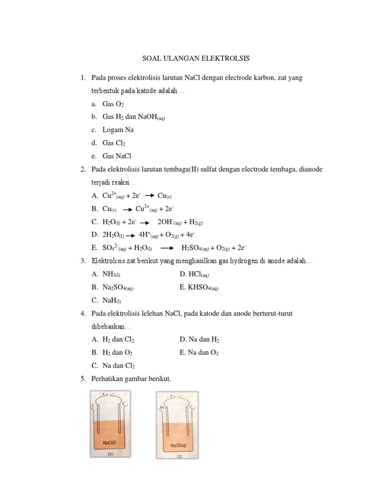 Soal Ulangan Elektrolisis 1 | PDF