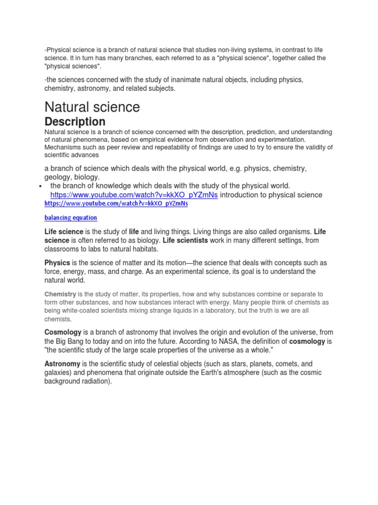 Physical Science Definition | PDF