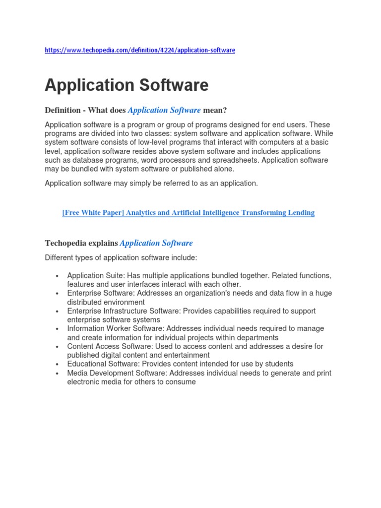 Application Software: Definition - What Does Mean? | PDF