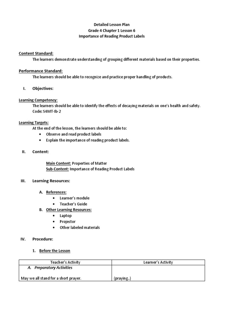 Lesson Plan g4 | PDF | Shelf Life | Foods