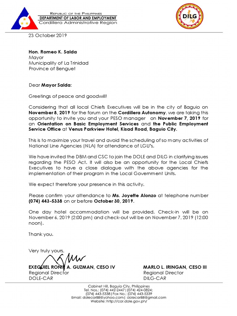 La Trinidad Rev Letter | PDF