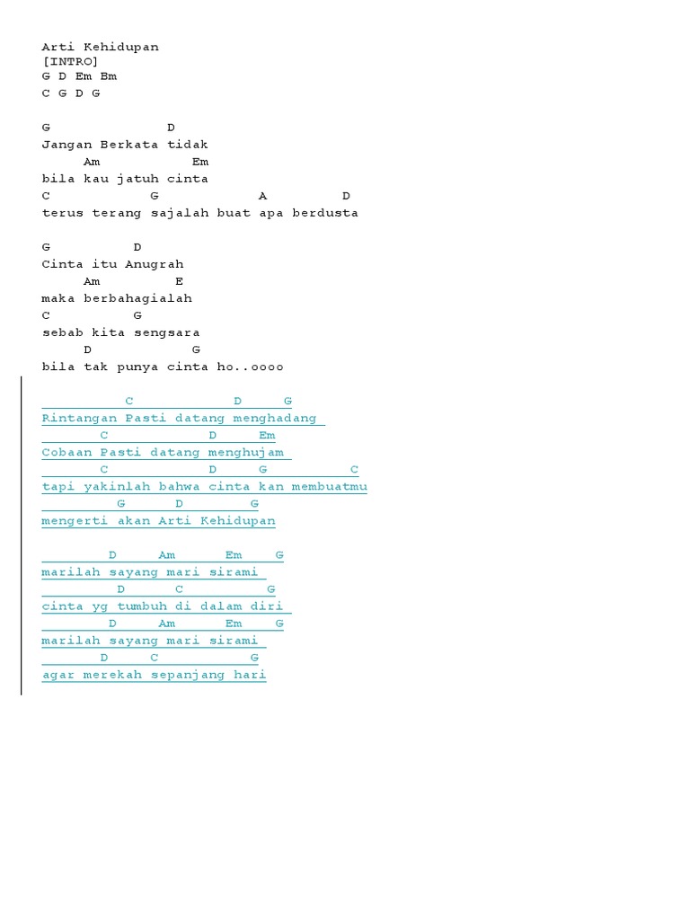Chord Lagu Cinta dan Kehidupan | PDF