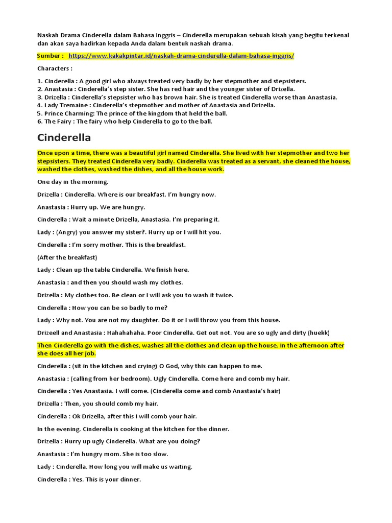 Script Cinderella Drama Bahasa Inggris | PDF | Cinderella
