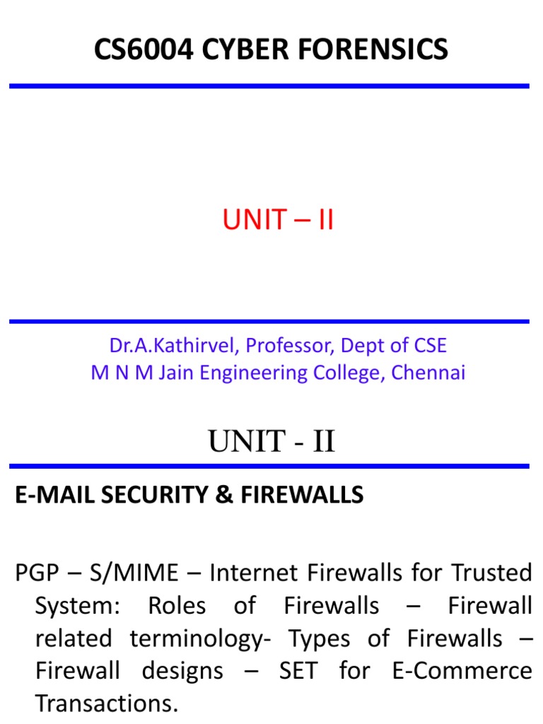 Cs6004 Cyber Forensics: Unit - Ii | PDF | Firewall (Computing) | Key (Cryptography)