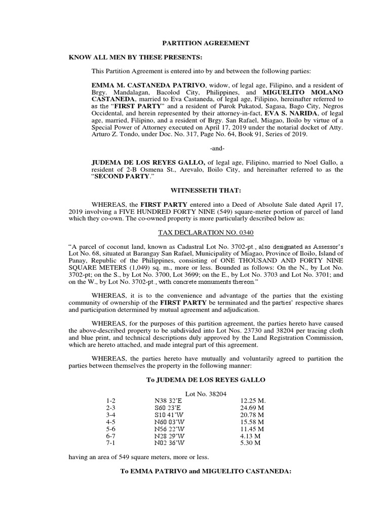 Sample Partition Agreement | PDF | Government | Government Information