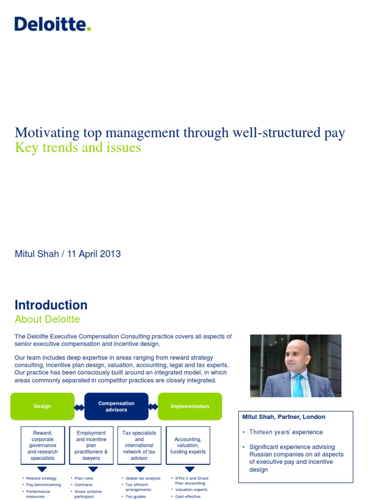 Seminar 11-04-13 Mitul Shah Deloitte UK | PDF | Executive Compensation ...