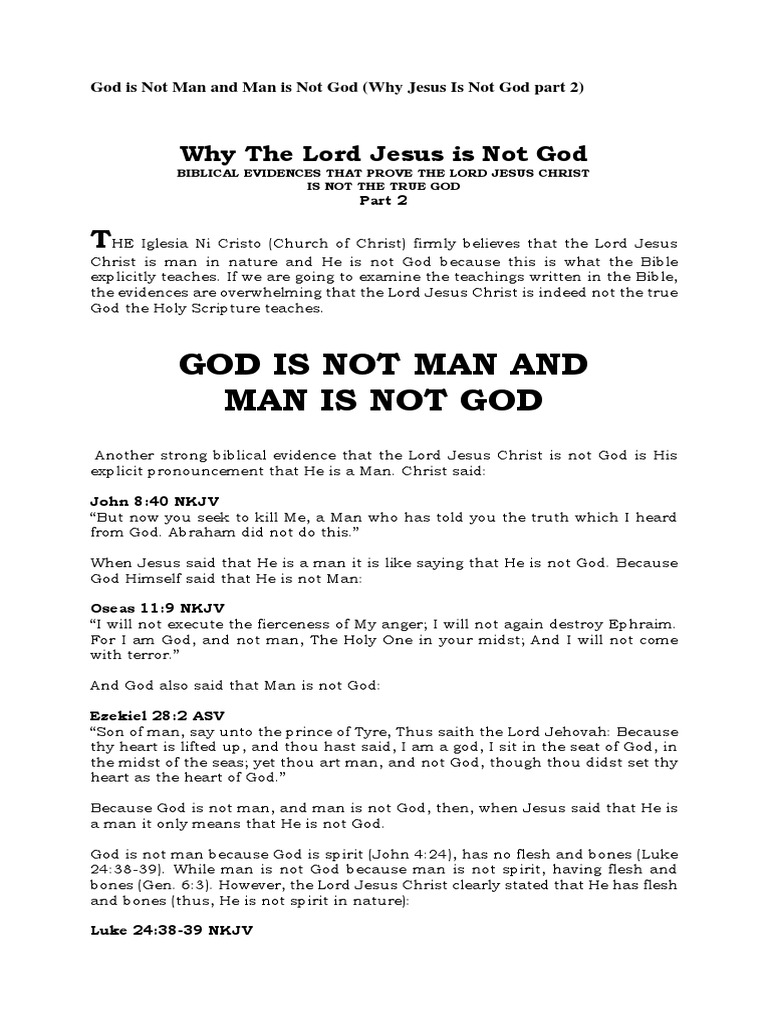 God Is Not Man and Man Is Not God | PDF | New International Version | Jesus