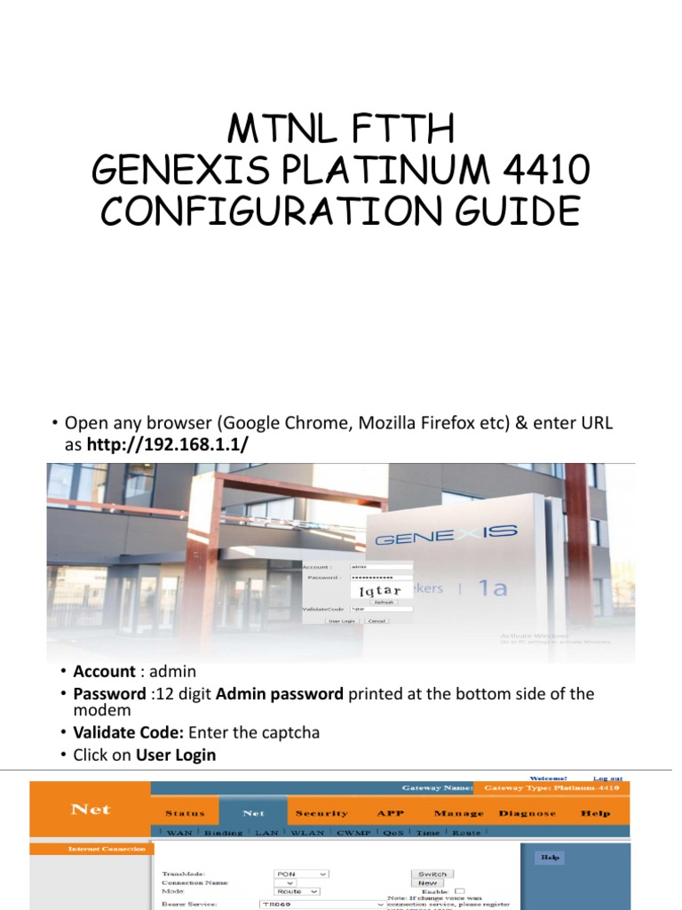 Genexix ONT Configuration Guide | PDF