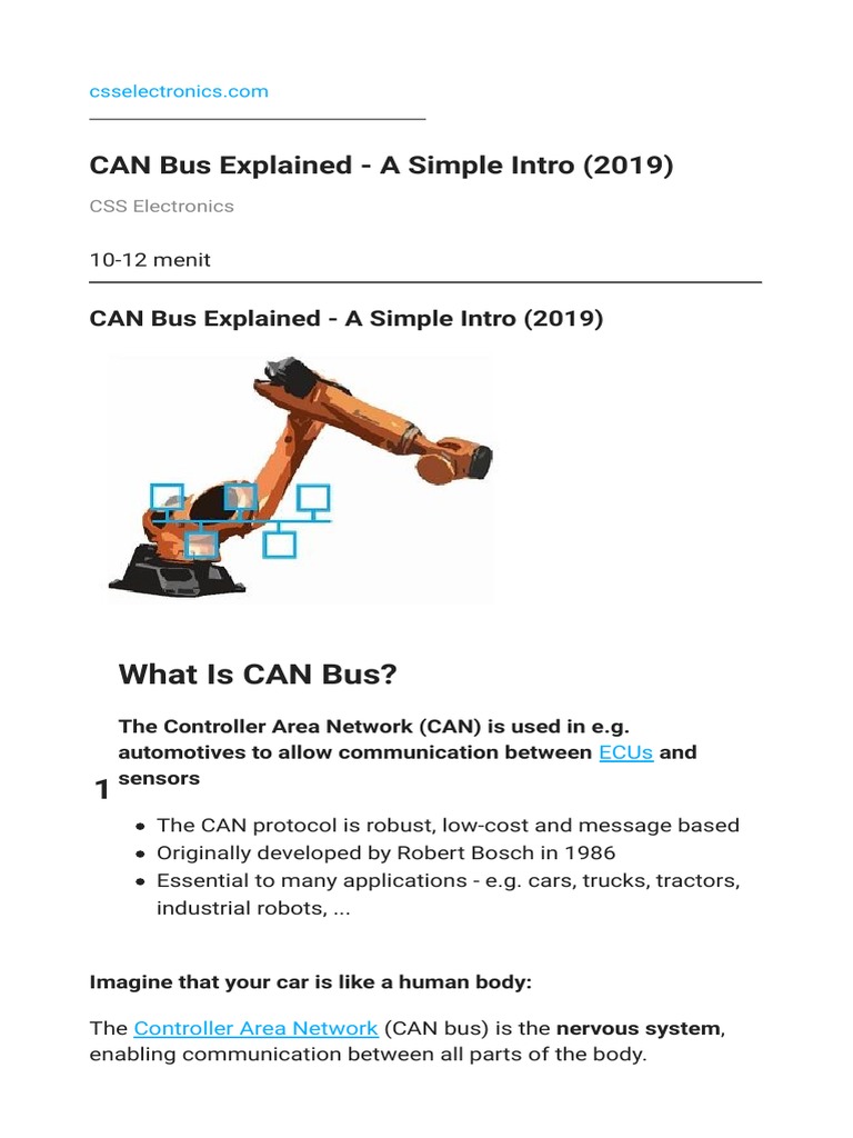 CAN Bus Explained - A Simple Intro (2019) | PDF | Digital Technology ...