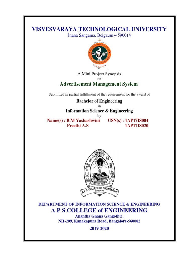 Visvesvaraya Technological University: Advertisement Management System | PDF