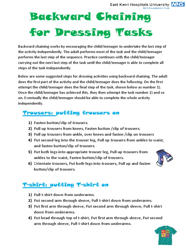 Backward Chaining For Dressing Tasks: Trousers: Putting Trousers On ...