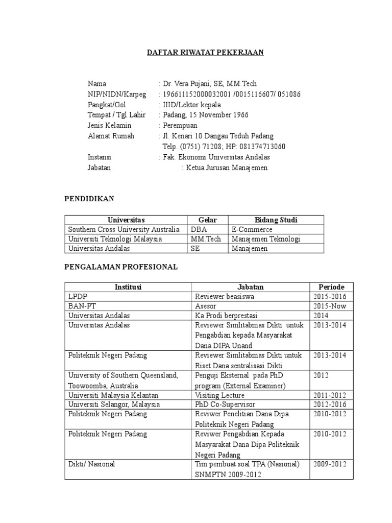 CV Vera - April 2016 | PDF