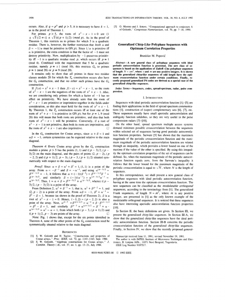 Costas Arrays and Polyphase Sequences | PDF | Prime Number | Maxima And ...