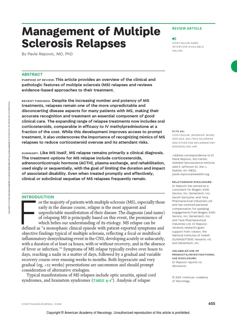 Management of Multiple Sclerosis | PDF | Multiple Sclerosis | Myelin
