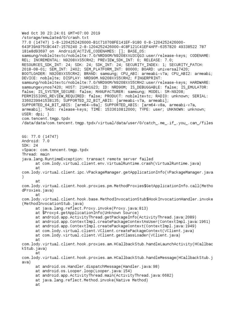 Android Crash Log Analysis | PDF | Java (Programming Language ...