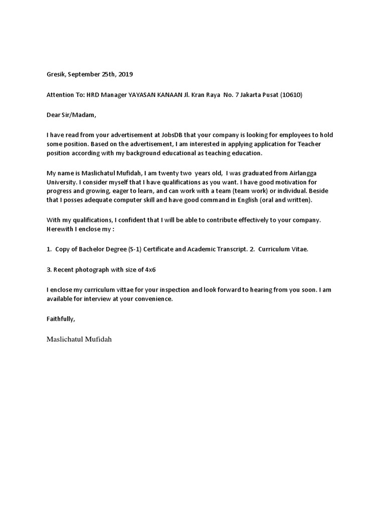 Application Letter | PDF