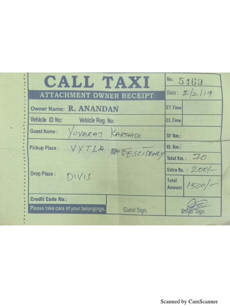 Taxi Bill | PDF