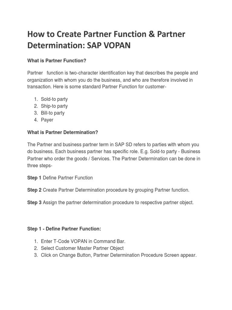 How To Create Partner Function in SAP ABAP | PDF | Computing | Business