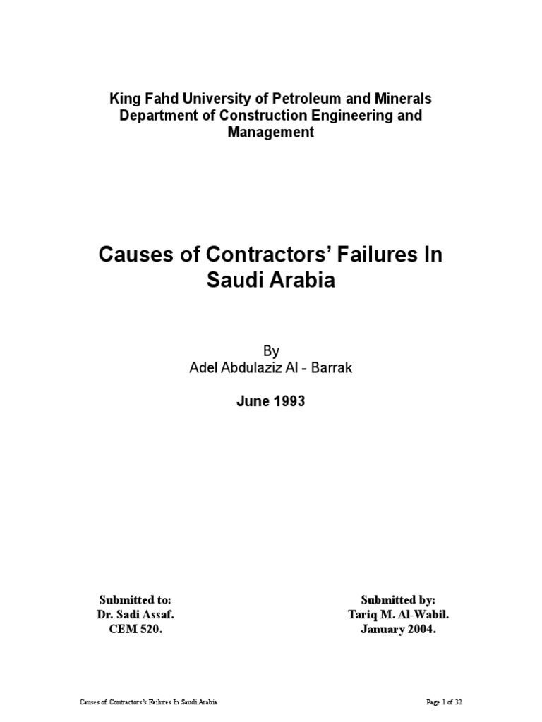 Causes-Of Contractors-Failure-in - 2 | PDF | Employment | Project ...